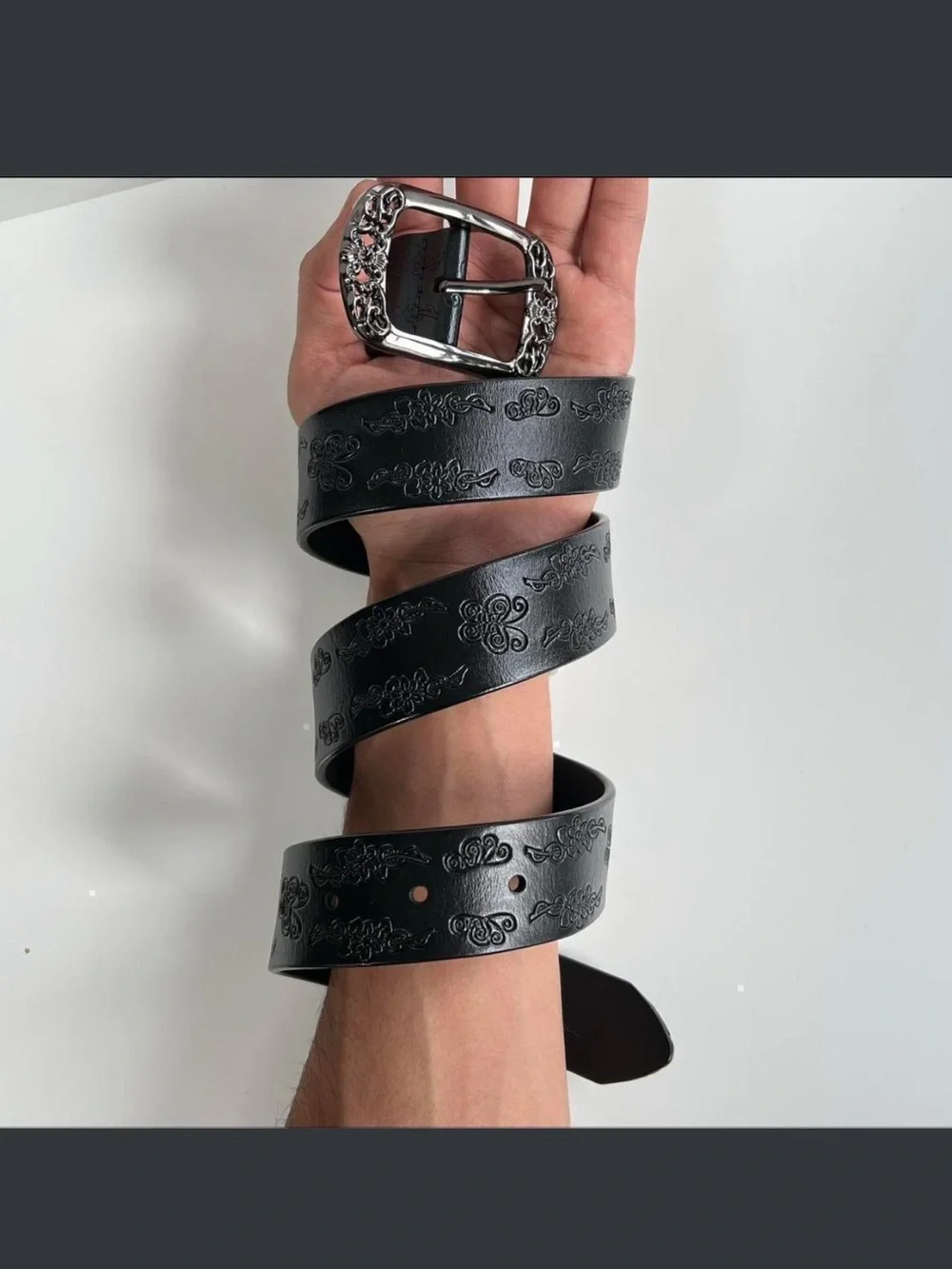 Accessories | Black American Western Floral Design Black Belt | Poshmark